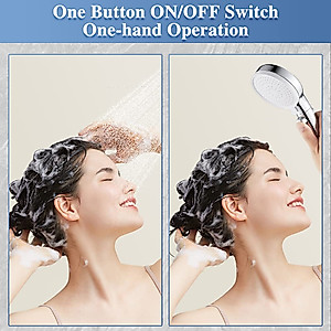 DOILIESE Shower Head with Handheld Shower Head with ON/Off Switch, 3-Modes High Pressure Shower Head with Hose,Chrome Finish