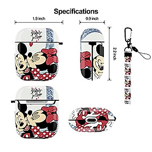 Airpods Case Designed for Apple AirPods 2 & 1,Full Protective Case Cover with Keychain and Lanyard,Shockproof Anti Case for Airpods Charging Case (Mickey and Minnie)