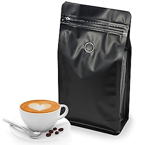 7Penn Resealable Coffee Bags - 16oz 50pk Black Packaging Zipper Pouch Coffee Bags with Valve for Coffee, Candy, or Herbs