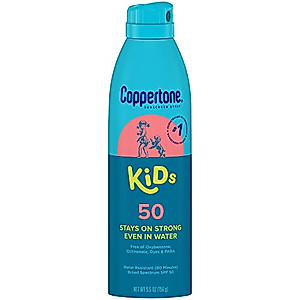 Coppertone Kids Sunscreen Spray SPF 50, Water Resistant Spray Sunscreen for Kids, #1 Pediatrician Recommended Sunscreen Brand, Broad Spectrum SPF 50 Sunscreen Pack, 5.5 Ounce (Pack of 2)