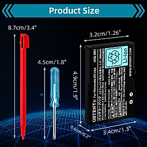 OSTENT 3.7V 1000mAh Rechargeable Li-ion Polymer Lithium-ion Battery Pack Tool Kit Pen for Nintendo DSL NDS Lite