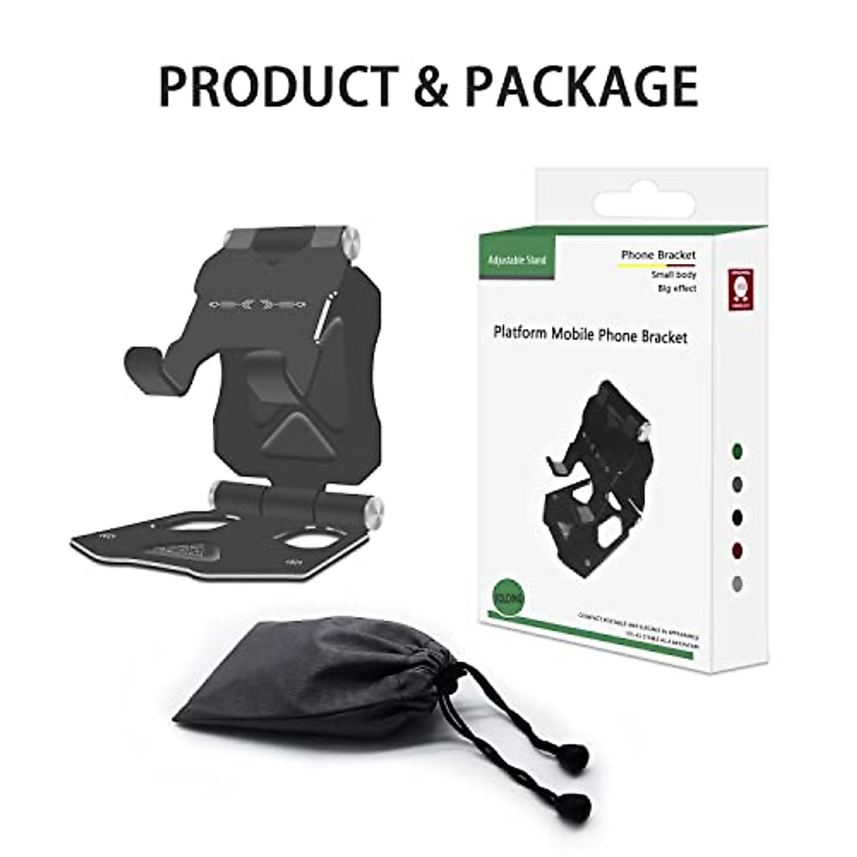 SCTEWELL Mobile Phone Holder, 1-Piece Mobile Phone Holder Suitable for iPhone, Ipad, Mobile Phones, All Android Smart Phones, Small desktops, Sturdy Aluminum Metal Phone Holder