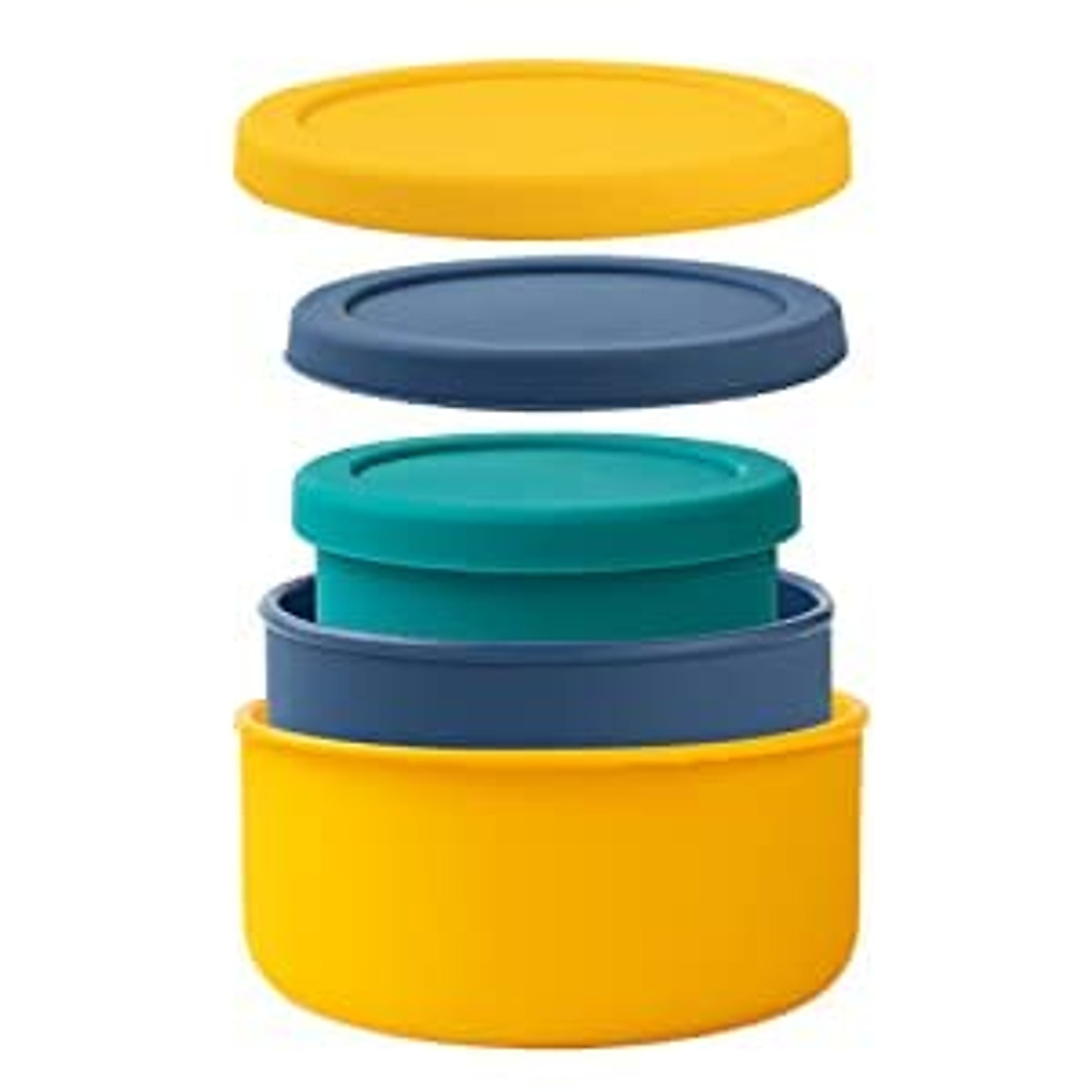 BEFOY Large Silicone Food Storage Container Set Airtight Stackable with Lids Lunch Bento Snack Box School Office Camping Hiking BPA Free