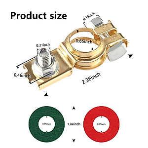 2PCS Pure Copper Battery Terminal Connectors+2PCS Battery Terminal Fiber Washers-Auto Quick Release Replacement Battery Terminal Assortment Kit,Fit for Car Van Caravan Truck Battery