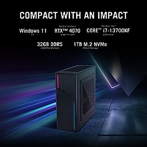ASUS 2023 ROG G22CH DB779 Gaming Desktop PC, Small Form Factor, Intel Core i7-13700KF, NVIDIA GeForce RTX 4070, 1TB SSD Gen 4, 32GB DDR5 RAM, Windows 11, G22CH-DB779