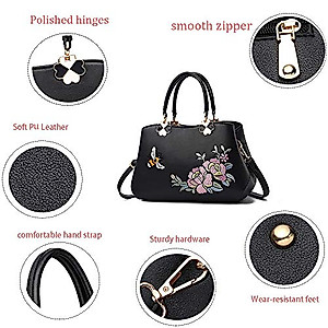 ELDA Small Satchel Bags For Women Crossbody Embroidery Top Handle Handbags Ladies Shoulder Purse