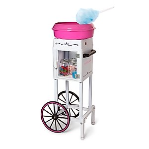 Nostalgia NCCCRT2PKWH Professional Cotton Candy Cart, 36”, White