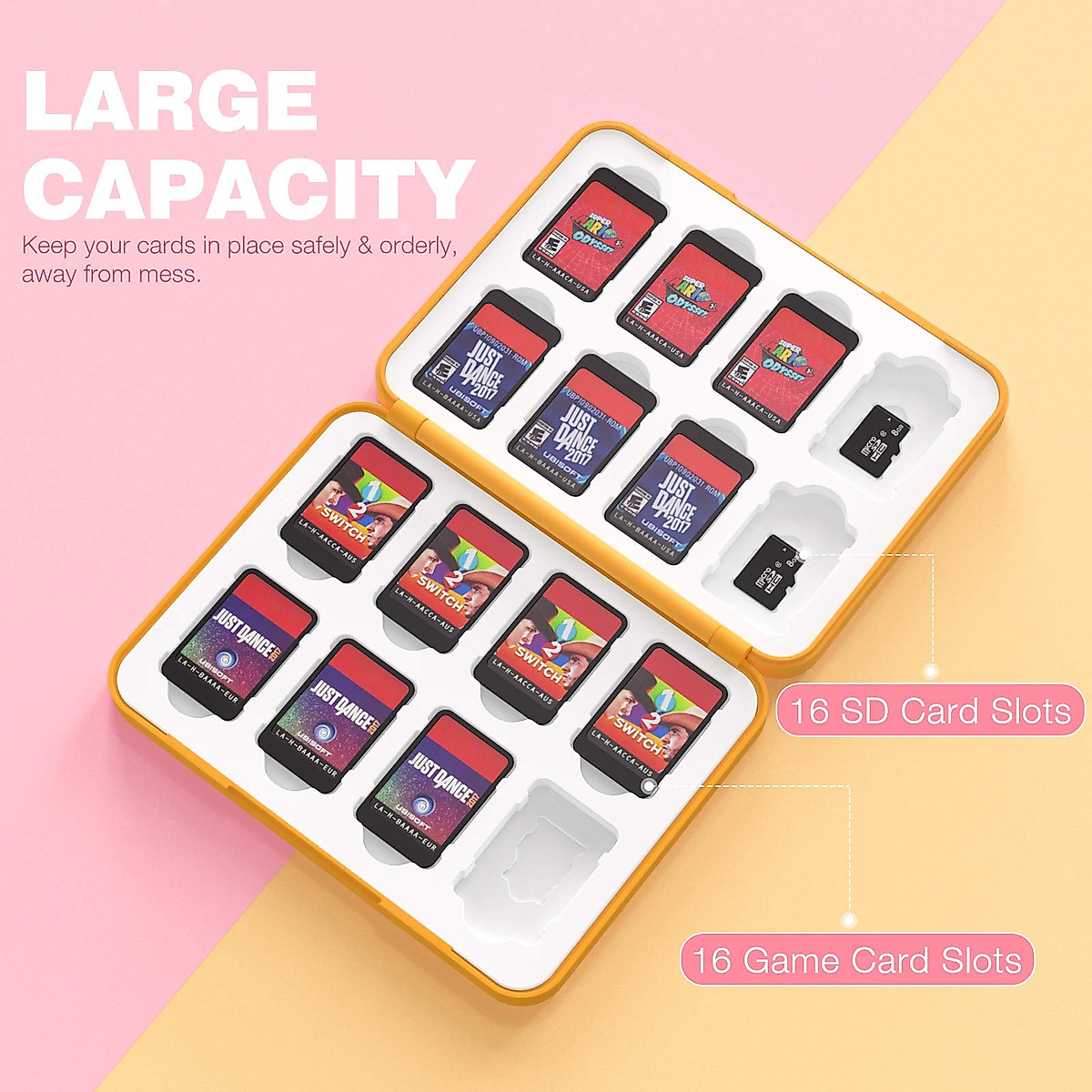 MoKo 16 Game Card Case Compatible with Nintendo Switch/Switch Lite/Switch OLED 2021, Switch Games Holder case for SD Card&Switch Game Card, Switch Game Card Holder Cartridge Storage Box, Orange Dog