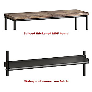 INGIORDAR Shoe Rack Organizer 5 Tier Metal Organizer Shelf with Industrial MDF Board and Layer Fabric for Entryway Closet Bedroom Living Room Garage,Black & Rustic Brown