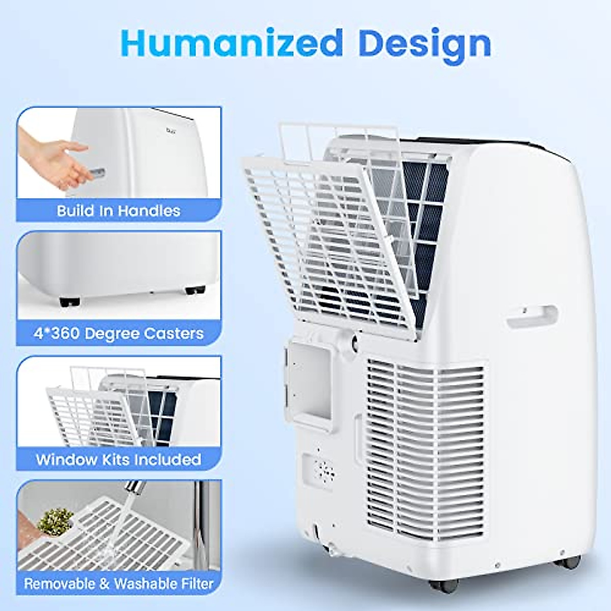 Portable Air Conditioners, 14000 BTU(Ashrae) /10,000 BTU (SACC), Cooling,Dehumidifier,Fan Mode,Up to 600 Sq. Ft