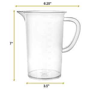 EISCO Plastic Pitcher, 1000mL (1L) - Molded Graduations - Chemical Resistant & Autoclavable Polypropylene - Measuring Jug