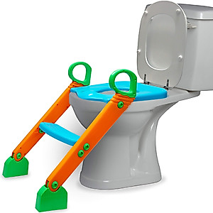 Potty Training Seat with Ladder - Kids Toilet Trainer 2-in-1 Toddler Step Stool & Portable Travel Seats Steps for Toddlers Baby Girls & Boys w/Child Infant Urinal Cover on top of Chair Folding Stairs