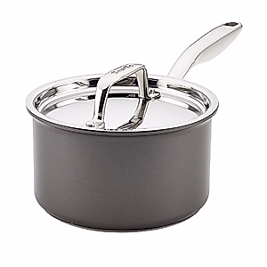 Breville - 84478 Breville Thermal Pro Hard Anodized Nonstick Sauce Pan/Saucepan with Lid, 2 Quart, Gray