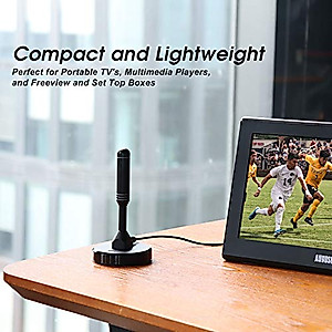 HDTV Antenna - August DTA240 - Indoor/Outdoor Portable Digital Aerial with Magnetic Base 6.5 feet Coax Cable 50 Miles Range