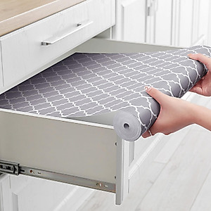 Glotoch Non Adhesive Shelf Liners for Kitchen Cabinets, 17.5" x 30 FT Drawer Liners for Kitchen, Non Slip Cabinet Liners for Shelves, Waterproof Shelf Liner for Dresser/Refrigerator/Bathroom, Gray