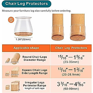 Ansible 24 pcs Chair Leg Floor Protectors, Furniture Felt Pads Silicone Covers caps for Chairs,Chair Leg Protectors for Hardwood Floors (Small fit:0.9''-1.29'')