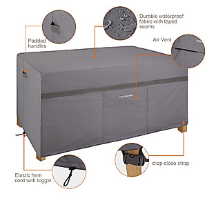 Patio Table Covers Waterproof Rectangular, Hickory Patio Furniture Covers Gray 109''L x 84''W x 32''H Rectangle Outdoor Lawn Table and 7-9 Chairs Covers All Weather Proof