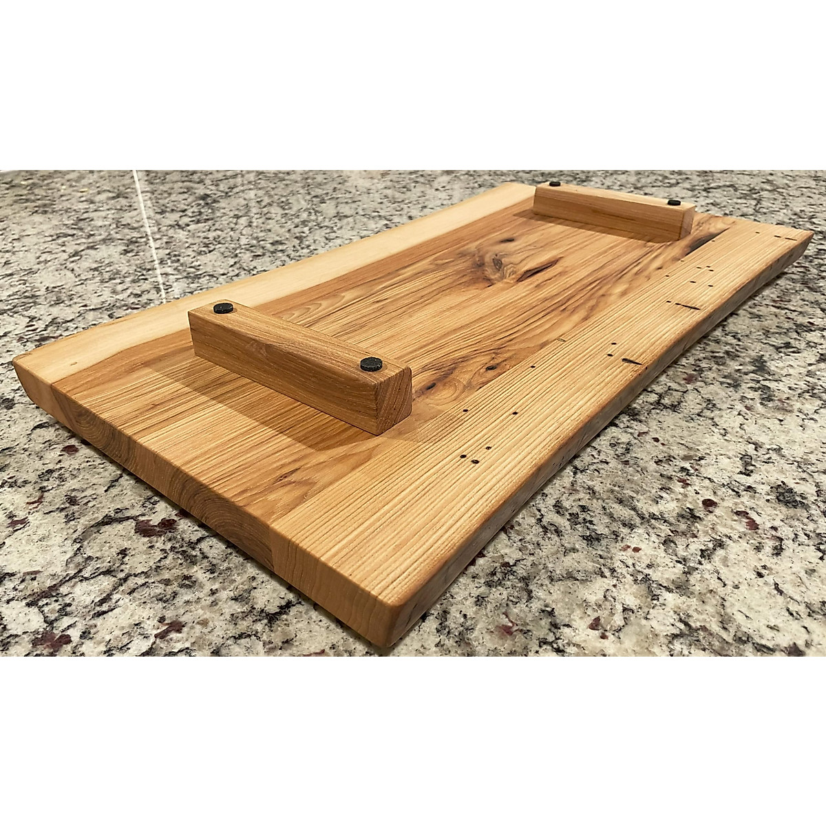 Hickory X Large, Gorgeous, Full-of-Character, Uncommon, Forest-to-Table Solid Double Live Edge Wood Charcuterie/Appetizer/Dessert/Grazing Board. 100% USA Handcrafted. 27 x 14.5 x 1.25"
