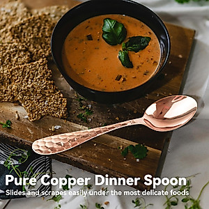 CigeZaus Copper Spoon, 7" Pure Solid Soup Spoons (2)