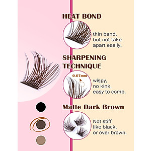 Brown Lash Clusters, Individual Lashes with Brown Color, 110pcs Dark Brown Lash Extension Natural Look Cluster Lashes DIY Eyelashes Extensions by Goddvenus