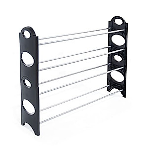 ForHauz Shoe Organizer 20 Pair Storage Rack for Closet or Entryway, Black