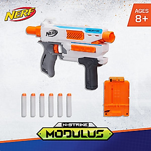 NERF Modulus Mediator Blaster - Fires 6 Darts in a Row, Pump Action, Slam Fire, Includes 6-Dart Clip and 6 Official Nerf Elite Darts (Amazon Exclusive)