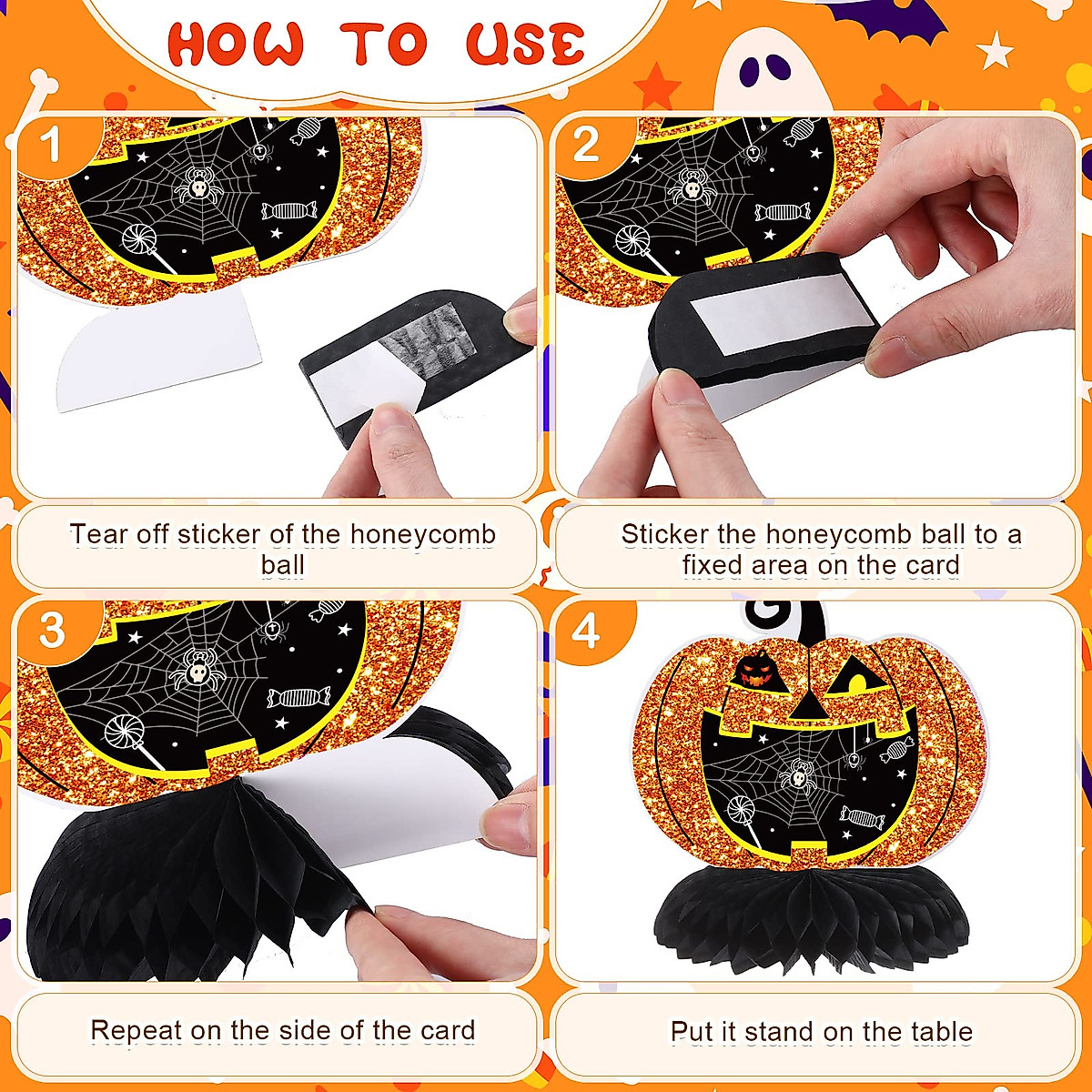 12 Pieces Halloween Baby Shower Decorations Halloween a Baby is Brewing Honeycomb Centerpieces a Baby is Brewing Table Centerpieces for Halloween Gender Reveal Party Favor Supplies (Purple, Black)