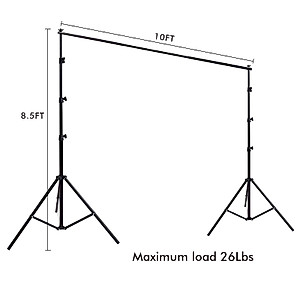 HYJ-INC Photo Background Support System with 8.5 x 10ft Backdrop Stand Kit, 6 x 9.5ft 100% Pure Muslin Chromakey Green Screen Backdrop,Clamp, Carry Bag for Photography Video Studio