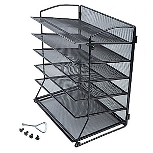 Easepres 6-Tier Mesh Desktop File Organizer Document Letter Tray Holder for Office or Home, Black