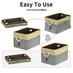 KITCSTI Fabric Storage Baskets for Shelves | Closet Storage Bins | Linen Cloth Baskets with Handle for Organizing