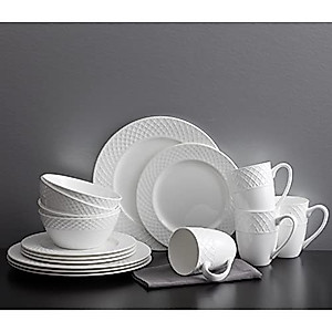 Mikasa Trellis 16 Piece Dinnerware Set, Service for 4, White