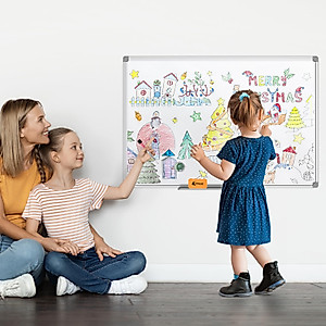 Lockways White Board Dry Erase Board 48 x 36 Inch, Magnetic Whiteboard 4 x 3, Silver Aluminium Frame, Set Including 1 Detachable Aluminum Marker Tray, 3 Dry Erase Markers, 8 Magnets