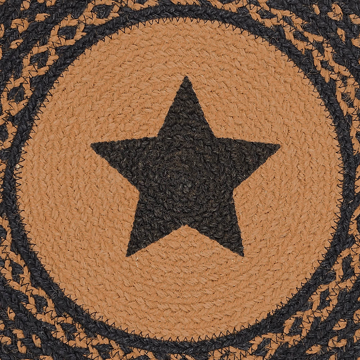 VHC Brands Farmhouse Star Table Mat- Pot Holder- Woven Jute Trivet 15" Round