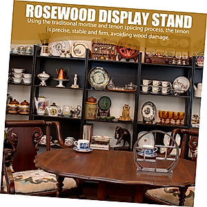 CAXUSD Solid Display Stand Antique Rosewood Shelf Shape Crafts Organizer Without Ornaments for Home Office Decor