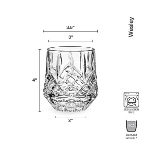 Mikasa Wesley Double Old Fashioned Whiskey Glasses, Set Of 4, 11 Ounce, Clear