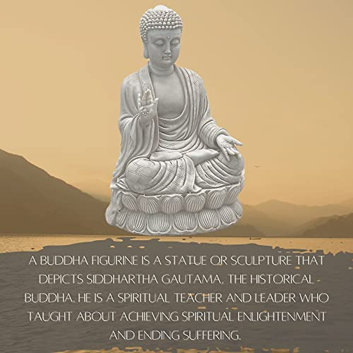 Bellaa 23279 Meditating Buddha Statue 12" inch Lotus Mudra Sitting Buda Altar Sculptures Japanese Zen Garden Decor Figurines