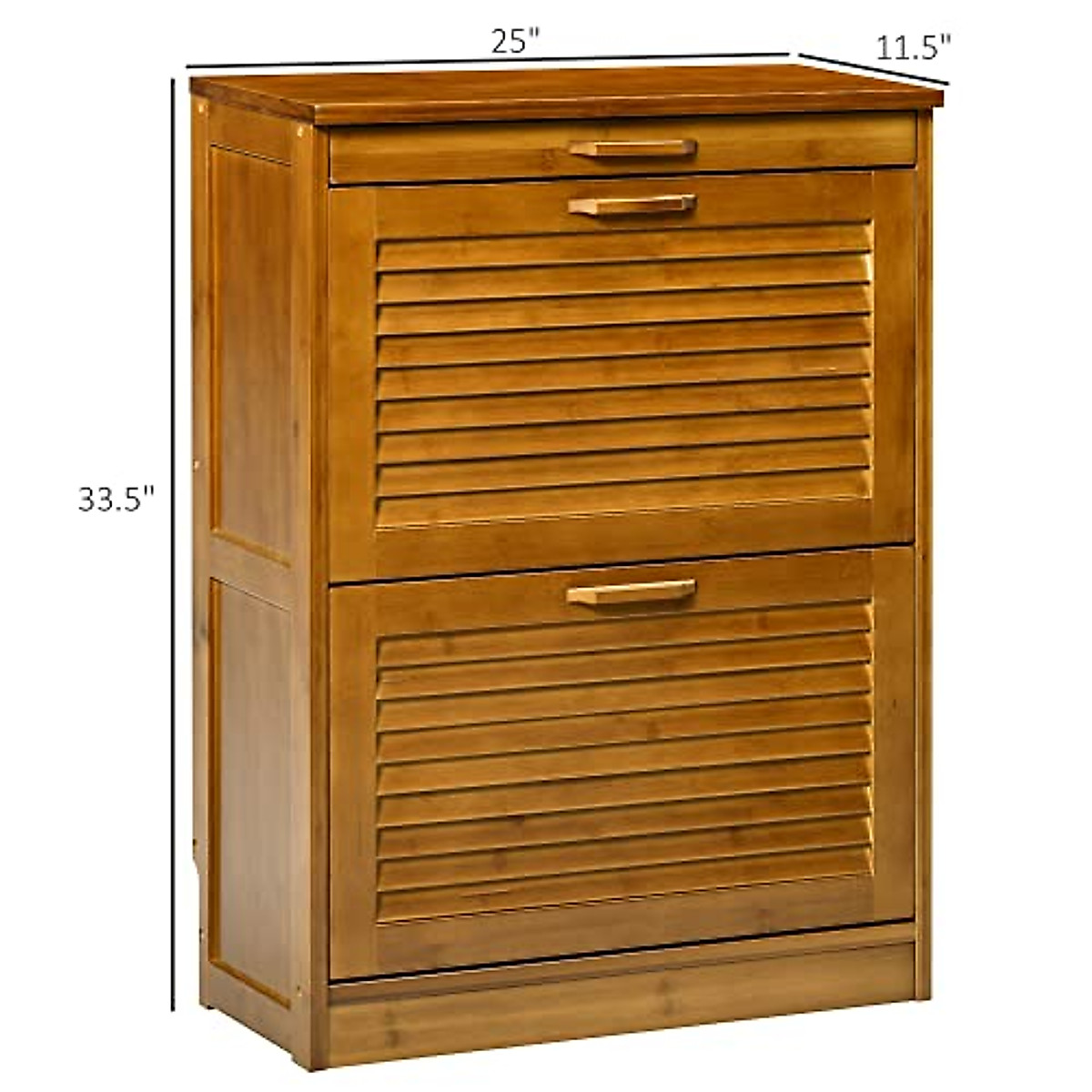 HOMCOM 3-Drawer Shoe Cabinet, Bamboo Shoe Storage Cabinet with Flip Shutter Doors for 12 Pairs of Shoes, Entryway, Hallway, Living Room, Bedroom