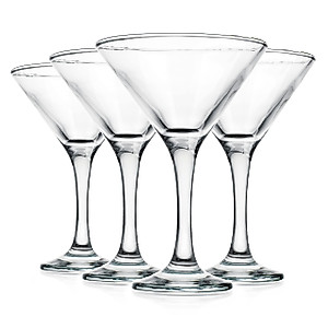 Glaver's Martini Glasses Set of 4 Cocktail Glasses, 6 Ounce Premium Strong Lead-Free Glass, Stemmed Margarita Glasses, For Bar, Martini, And More Dishwasher Safe