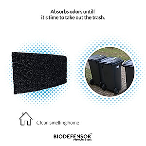 Biodefensor Carbon Odor Filter Compatible with Itouchless Trash Cans - Made in USA - Absorbs Odors, Stink, Diaper Smells & Garbage Deodorizer Eliminator, 4-Pack