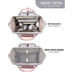 LOVEVOOK Laptop Backpack for Women Teacher Nurse Bag, 15.6 Inch Womens Work Bags, Waterproof Travel Backpack Purse, Business Computer Laptop Bag with USB Port