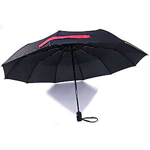BubblePop Windproof Travel Umbrella (Black/Red) - 9 Fiberglass Ribs, DuPont Teflon Waterproof, Automatic Open/Close