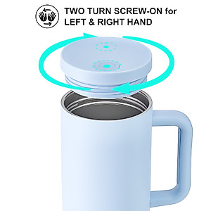 SUNWILL 40 oz Tumbler With Handle and Straw Lid, Coffee Tumbler Cups, Insulated Reusable Stainless Steel Travel Coffee Mug for Travel & Outdoor, Cupholder Friendly, Iceberg