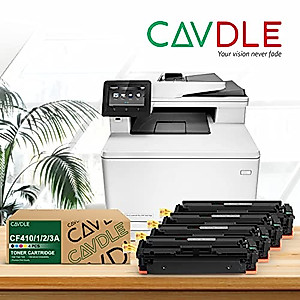 CAVDLE 410A Remanufactured Toner Cartridge Replacement for CF410A 410A Work with Color MFP M377dw M452dn M452dw M452nw M477fdw M477fnw M477fdn Printer (Black Cyan Yellow Magenta, 4-Pack)