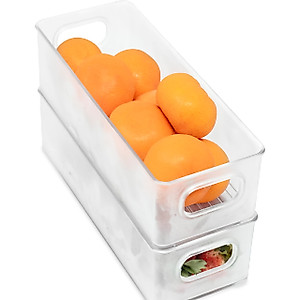 RedSodium Pantry Organization and Storage Container Bins for Kitchen, Laundry, Refrigerator, Freezer. Durable Heavy Duty Clear Plastic with Handles - 6 Pack