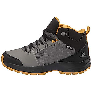 Salomon Kid's Outward CLIMASALOMON Waterproof Hiking Boots, Castor Gray/Black/Arrowwood, 3 Big Kid