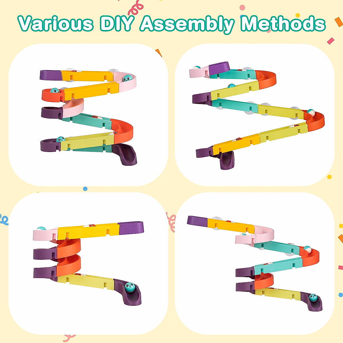 Uooser Bath Slide Toy for Kids Ages 4-8, Bathtub Toys for Toddlers, Track Shower Toys with Suction Cups, Duck Track Bath Toy, DIY Track Toys, Great Gift for Children Boys Girls, 44 PCS