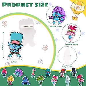 Trolls Birthday Party Supplies, 86PCS Party Favors Set Include 12 Bracelets, 12 Pins, 12 Keychains, 50 Stickers for Trolls Theme Party Gifts