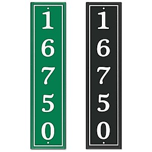 Personalized Reflective Address Plaque, Custom Aluminum Address Sign for Mailbox, House, Street, Outside, Vertical House Number Sign with Two Screw, 16" x 3.5" (Black or Green)