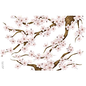 Tervis 1041201 Cherry Blossom Tumbler with Wrap and Brown Lid 16oz, Clear