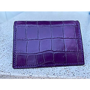 Double side Purple Crocodile Alligator leather skin Credit Cardholder, leather credit cardcase, leather creditcard cover